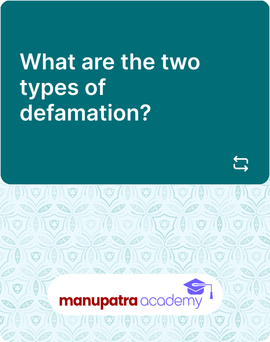 Defamation under Torts Flashcards| Manupatra Academy